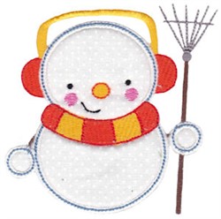 Snowman & Rake Applique Embroidery Design | EmbroideryDesigns.com