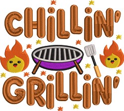 Chillin Grillin Embroidery Design | EmbroideryDesigns.com