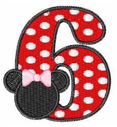 Lady Mouse Number 6 Embroidery Design | EmbroideryDesigns.com