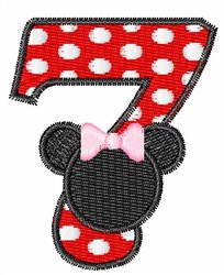 Lady Mouse Number 7 Embroidery Design | EmbroideryDesigns.com