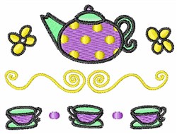 Tea Party Embroidery Design | EmbroideryDesigns.com