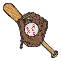 Baseball Mitt & Bat Embroidery Design | EmbroideryDesigns.com