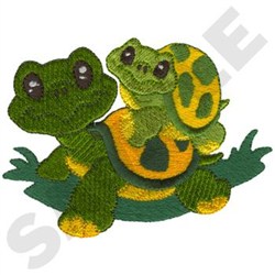 Tortoise With Baby Embroidery Design | EmbroideryDesigns.com