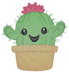 Happy Cactus Embroidery Design | EmbroideryDesigns.com