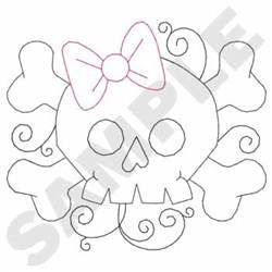 Skull Scroll Outline Embroidery Design | EmbroideryDesigns.com