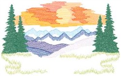 Mountain Sunset Embroidery Design | EmbroideryDesigns.com