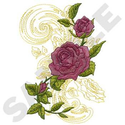 Rose Scroll Embroidery Design | EmbroideryDesigns.com