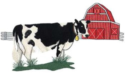 Holstein Cow Scene Embroidery Design | EmbroideryDesigns.com