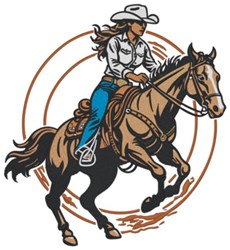 Female Rodeo Rider Embroidery Design | EmbroideryDesigns.com