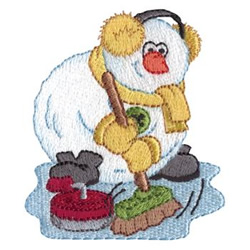 Snowman Curling Embroidery Design | EmbroideryDesigns.com