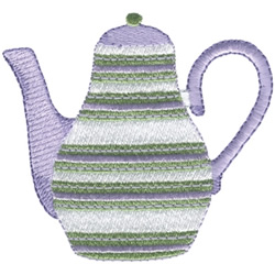 Striped Tea Pot Embroidery Design | EmbroideryDesigns.com
