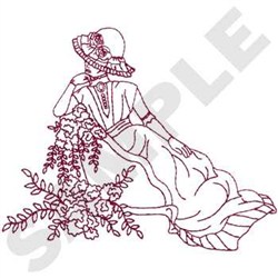Reclining Victorian Lady Embroidery Design | EmbroideryDesigns.com