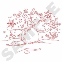 Redwork Snowman Embroidery Design | EmbroideryDesigns.com