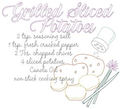 Grilled Sliced Potatoes Embroidery Design | EmbroideryDesigns.com