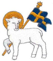 Lamb With Banner Embroidery Design | EmbroideryDesigns.com