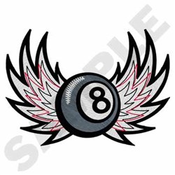Winged 8 Ball Embroidery Design | EmbroideryDesigns.com