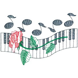 Rose On Keyboard Embroidery Design | EmbroideryDesigns.com