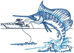 Sailfish Scene Embroidery Design | EmbroideryDesigns.com