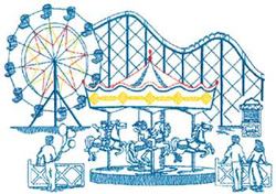 Carousel Scene Embroidery Design | EmbroideryDesigns.com