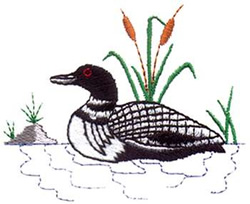 Sm. Loon Scene Embroidery Design | EmbroideryDesigns.com