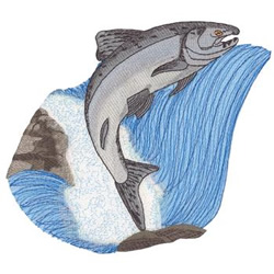 Jumping Salmon Embroidery Design | EmbroideryDesigns.com