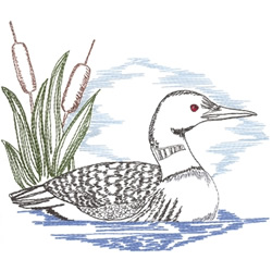 Loon Scene Embroidery Design | EmbroideryDesigns.com