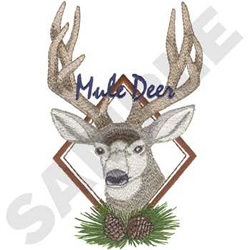 Mule Deer Head Embroidery Design | EmbroideryDesigns.com