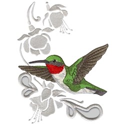 Ruby Throated Hummingbird Embroidery Design | EmbroideryDesigns.com