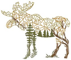 Woodland Moose Embroidery Design | EmbroideryDesigns.com