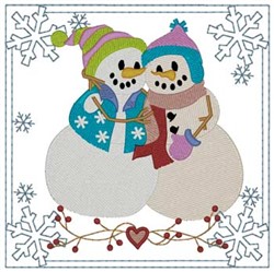 Snow Friends Quilt Square Embroidery Design | EmbroideryDesigns.com
