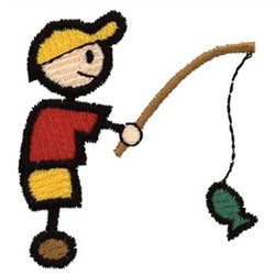 Boy Fishing Embroidery Design | EmbroideryDesigns.com