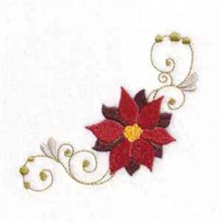 Corner Poinsettia Embroidery Design | EmbroideryDesigns.com