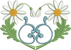 Simply Daisies Heart Embroidery Design | EmbroideryDesigns.com