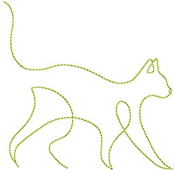 Walking Cat Line Art Embroidery Design | EmbroideryDesigns.com