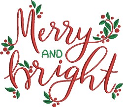 Merry And Bright Embroidery Design | EmbroideryDesigns.com