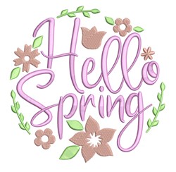 Hello Spring Embroidery Design | EmbroideryDesigns.com