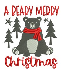 Beary Merry Christmas Embroidery Design | EmbroideryDesigns.com