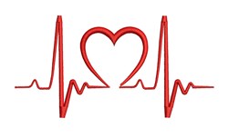 Heart & Heartbeat Embroidery Design | EmbroideryDesigns.com