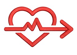 Heartbeat & Arrow Embroidery Design | EmbroideryDesigns.com