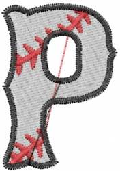 Baseball Letter P Embroidery Design | EmbroideryDesigns.com