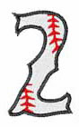 Baseball Number 2 Embroidery Design | EmbroideryDesigns.com