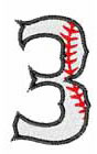 Baseball Number 3 Embroidery Design | EmbroideryDesigns.com