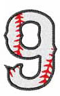 Baseball Number 9 Embroidery Design | EmbroideryDesigns.com