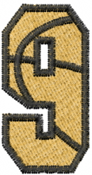 Basketball Number 9 Embroidery Design | EmbroideryDesigns.com