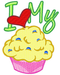 I Love My Muffin Embroidery Design | EmbroideryDesigns.com