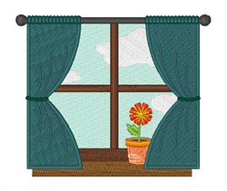 Flower In Window Embroidery Design | EmbroideryDesigns.com