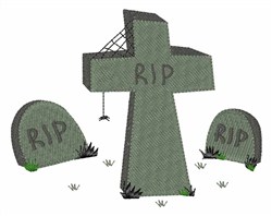 Halloween Graveyard Embroidery Design | EmbroideryDesigns.com