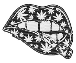 Marijuana Lips Embroidery Design | EmbroideryDesigns.com