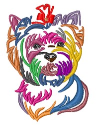 Colorful Yorkie Embroidery Design | EmbroideryDesigns.com