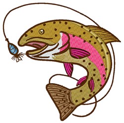 Salmon & Lure Embroidery Design | EmbroideryDesigns.com